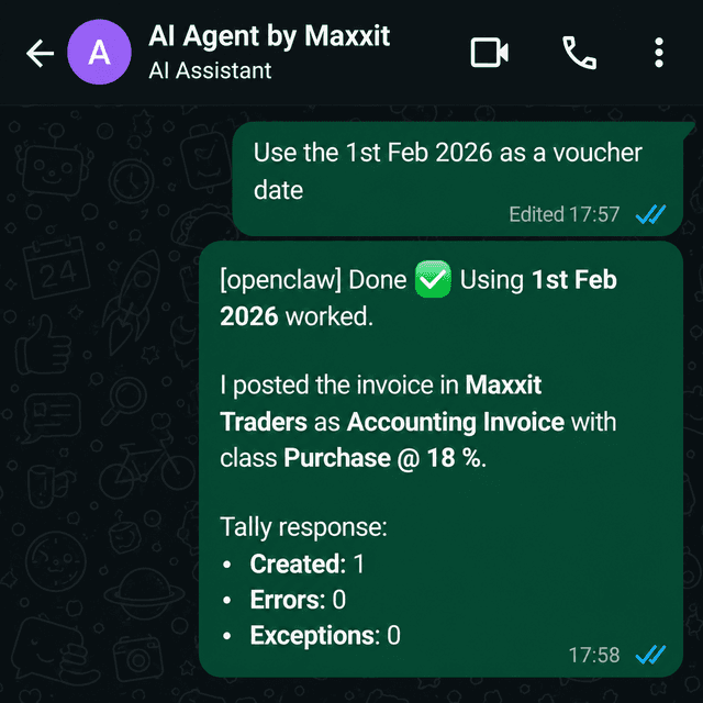 AI Machines by Maxxit — WhatsApp to Tally accounting automation
